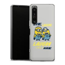 DeinDesign Handyhülle Minions Kevin Stuart Live, Laugh, Laugh some more, Sony Xperia 1 IV Silikon Hülle Bumper Case Handy Schutzhülle, weiß
