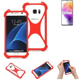 K-S-Trade Handyhülle für Samsung Galaxy A73 5G, Handy-Hülle Schutz-Hülle Bumper Silikon Schutz Hülle Cover Case, rot|schwarz