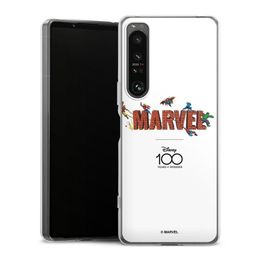 DeinDesign Handyhülle Marvel100 The Avengers Logo Marvel100 Years of Wonder, Sony Xperia 1 IV Silikon Hülle Bumper Case Handy Schutzhülle, weiß
