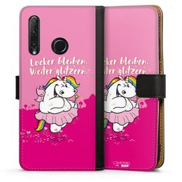 DeinDesign Handyhülle Pummelfee Locker Bleiben Weiter Glitzern, Huawei Honor 20 Lite Hülle Handy Flip Case Wallet Cover, schwarz