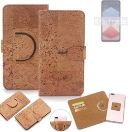 K-S-Trade Handyhülle für Oppo K10 Vitality Edition, Handy-Hülle Schutz-Hülle Handyhülle Schutzhülle Korkhülle, braun|schwarz