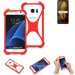 K-S-Trade Handyhülle für Sharp Aquos R7, Handy-Hülle Schutz-Hülle Bumper Silikon Schutz Hülle Cover Case, rot|schwarz