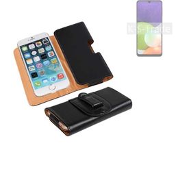 K-S-Trade Handyhülle für Samsung Galaxy A22, Schützhülle Handyhülle Holster Gürtel Tasche Schutzhülle, schwarz