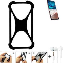 K-S-Trade Handyhülle für Motorola Moto G42, Handy-Hülle + headphones Schutz-Hülle Bumper Silikon Cover Case, schwarz