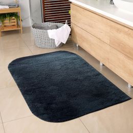 Carpetia Teppich Badezimmer Teppich mit abgerundeten Ecken, waschbar, schwarz, rechteckig, Höhe: 16 mm