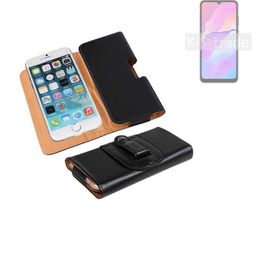 K-S-Trade Handyhülle für Huawei Enjoy 20e, Schützhülle Handyhülle Holster Gürtel Tasche Schutzhülle, schwarz