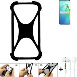 K-S-Trade Handyhülle für Oppo Reno8 Pro+, Handy-Hülle + headphones Schutz-Hülle Bumper Silikon Cover Case, schwarz