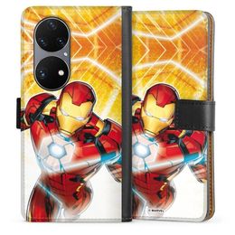 DeinDesign Handyhülle Iron Man on Fire, Huawei P50 Pro Hülle Handy Flip Case Wallet Cover Handytasche Leder, schwarz