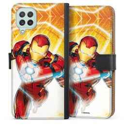DeinDesign Handyhülle Iron Man on Fire, Samsung Galaxy A22 4G Hülle Handy Flip Case Wallet Cover, schwarz
