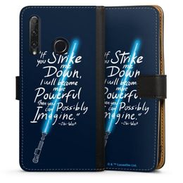 DeinDesign Handyhülle Star Wars Obi-Wan Kenobi Lichtschwert Obi Wan Quote, Huawei Honor 20 Lite Hülle Handy Flip Case Wallet Cover, schwarz