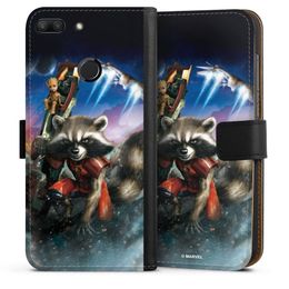 DeinDesign Handyhülle Rocket & Baby Groot Guardians Of The Galaxy, Huawei Honor 9 Lite Hülle Handy Flip Case Wallet Cover, schwarz