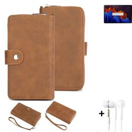 K-S-Trade Handyhülle für Oppo A53 (2020), Handy Schutz Hülle + Kopfhörer Portemonnee Tasche Wallet-Case, braun|schwarz