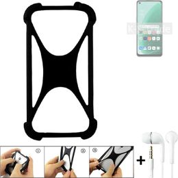 K-S-Trade Handyhülle für Oppo A55s 5G, Handy-Hülle + headphones Schutz-Hülle Bumper Silikon Cover Case, schwarz