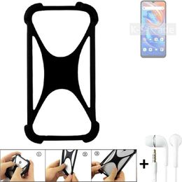 K-S-Trade Handyhülle für UMIDIGI A13, Handy-Hülle + headphones Schutz-Hülle Bumper Silikon Cover Case, schwarz