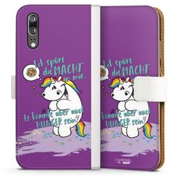 DeinDesign Handyhülle Ich spüre die Macht, Huawei P20 Hülle Handy Flip Case Wallet Cover Handytasche Leder, weiß