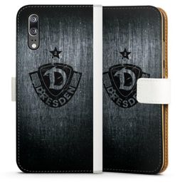 DeinDesign Handyhülle SG Dynamo Dresden Offizielles Lizenzprodukt Vintage, Huawei P20 Hülle Handy Flip Case Wallet Cover Handytasche Leder, weiß