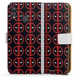 DeinDesign Handyhülle Deadpool Pattern, Huawei P20 Lite Hülle Handy Flip Case Wallet Cover Handytasche Leder, weiß