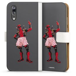 DeinDesign Handyhülle Deadpool underwear, Huawei P20 Hülle Handy Flip Case Wallet Cover Handytasche Leder, weiß