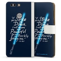 DeinDesign Handyhülle Star Wars Obi-Wan Kenobi Lichtschwert Obi Wan Quote, Huawei Honor 8 Hülle Handy Flip Case Wallet Cover Handytasche Leder, weiß
