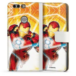 DeinDesign Handyhülle Iron Man on Fire, Huawei Honor 8 Hülle Handy Flip Case Wallet Cover Handytasche Leder, weiß