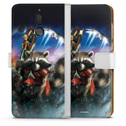 DeinDesign Handyhülle Rocket & Baby Groot Guardians Of The Galaxy, Huawei Mate 10 lite Hülle Handy Flip Case Wallet Cover, weiß