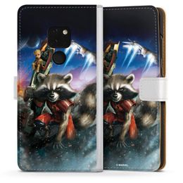 DeinDesign Handyhülle Rocket & Baby Groot Guardians Of The Galaxy, Huawei Mate 20 Hülle Handy Flip Case Wallet Cover Handytasche Leder, weiß