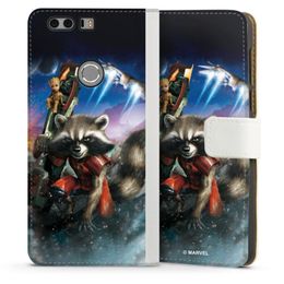DeinDesign Handyhülle Rocket & Baby Groot Guardians Of The Galaxy, Huawei Honor 8 Hülle Handy Flip Case Wallet Cover Handytasche Leder, weiß