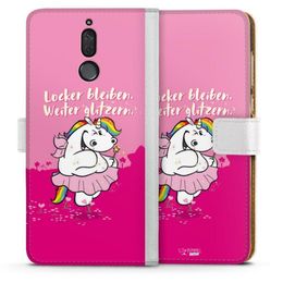 DeinDesign Handyhülle Pummelfee Locker Bleiben Weiter Glitzern, Huawei Mate 10 lite Hülle Handy Flip Case Wallet Cover, weiß