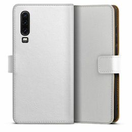 DeinDesign Handyhülle Kein Design Blank, Huawei P30 Hülle Handy Flip Case Wallet Cover Handytasche Leder, weiß