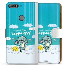 DeinDesign Handyhülle Mooh Happiness, Huawei Y7 (2018) Hülle Handy Flip Case Wallet Cover Handytasche Leder, weiß