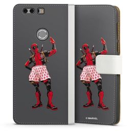 DeinDesign Handyhülle Deadpool underwear, Huawei Honor 8 Hülle Handy Flip Case Wallet Cover Handytasche Leder, weiß