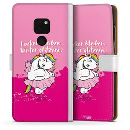 DeinDesign Handyhülle Pummelfee Locker Bleiben Weiter Glitzern, Huawei Mate 20 Hülle Handy Flip Case Wallet Cover Handytasche Leder, weiß