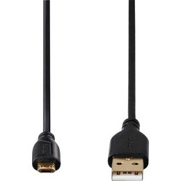 Hama Micro-USB-Kabel, vergoldet, verdrehsicher, Schwarz, 0,75 m USB-Kabel USB-Kabel, USB Micro-B, USB Typ A, Micro-USB, (750 cm), schwarz