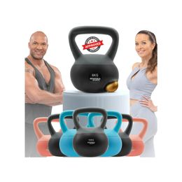 miweba Sports Soft-Kettlebell KB100, 4-10 kg, PVC-Kugelhantel, Eisengranulat, rosa/türkis/grau (Grau, 6,0 kg)