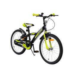 Actionbikes Motors Actionbikes Kinderfahrrad Wasp 20 Zoll, Fahrradst&auml;nder, Schutzbleche, verstellbar, V-Brake-Bremsen (Schwarz-Gr&uuml;n)