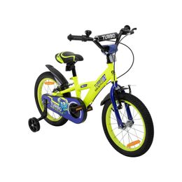 Actionbikes Motors Actionbikes Kinderfahrrad Turbo 16 Zoll, St&uuml;tzr&auml;der, V-Brake-Bremsen, Lenker-/Kettenschutz, Klingel