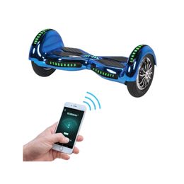 ROBWAY W3 Hoverboard für Erwachsene und Kinder, 10 Zoll Self-Balance-Scooter, Bluetooth, App, 800 Watt (Blau Chrom)