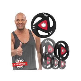 miweba Sports Hantelscheiben Olympia, Ø 50/51 mm, 2er-Set, 2,5-20 kg, Hantel-Gewichte aus Stahl (2x 15,0 Kg)