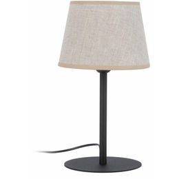 Licht-Erlebnisse Tischleuchte Grau-Beige Schwarz E27 36 cm Leinen Metall Modern Nachttischlampe - Schwarz, Greige (Grau-Beige)