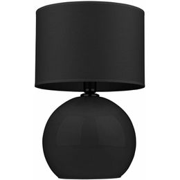 Licht-Erlebnisse Nachttischlampe 50 cm E27 Schwarz Stoff Glas Modern Tischleuchte - Schwarz