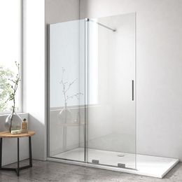 Duschwand Schiebetür Walk in Duschglas Duschtür-Duschwand Duschtrennwand Duschkabine mit 8mm Dusche nano Glas Duschabtrennung für Badewanne, Chrom,