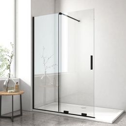 Duschwand Schiebetür Walk in Duschglas Duschtür-Duschwand Duschtrennwand Duschkabine mit 8mm Dusche nano Glas Duschabtrennung für Badewanne, Schwarz,