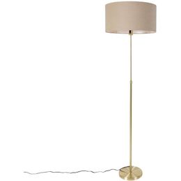 Qazqa Stehlampe verstellbar gold mit Schirm hellbraun 50 cm - Parte - Gold/Messing