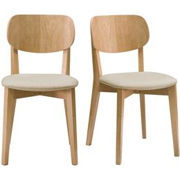 Miliboo Vintage-Stühle Eichenholz und beige Sitzfläche (2er-Set) LUCIA - Naturbeige
