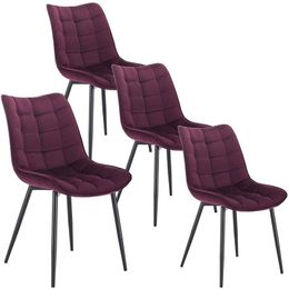 WOLTU 4 x Esszimmerstühle 4er Set Esszimmerstuhl Küchenstuhl Polsterstuhl Design Stuhl mit Rückenlehne, mit Sitzfläche aus Samt, Gestell aus Metall,