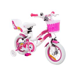 Actionbikes Motors Actionbikes Kinderfahrrad Unicorn 12 Zoll, Pink, Einhorn-Design, Puppensitz, Stützräder, Fahrradkorb