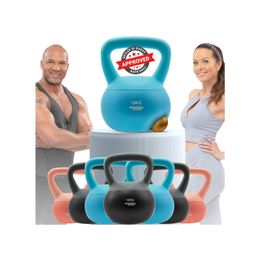 miweba Sports Soft-Kettlebell KB100, 4-10 kg, PVC-Kugelhantel, Eisengranulat, rosa/türkis/grau (Türkis, 10,0 kg)