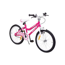 Actionbikes Motors Actionbikes Kinderfahrrad Butterfly 20 Zoll, Pink, Fahrradständer, Kettenschutz, Antirutschgriffe (Pink/Weiß)