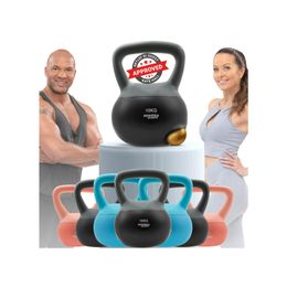 miweba Sports Soft-Kettlebell KB100, 4-10 kg, PVC-Kugelhantel, Eisengranulat, rosa/türkis/grau (Grau, 10,0 kg)