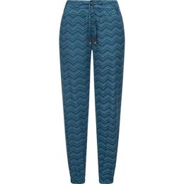 Ragwear Haremshose Talin Chevron leichte Leinenhose mit Print und Tunnelzugband, blau